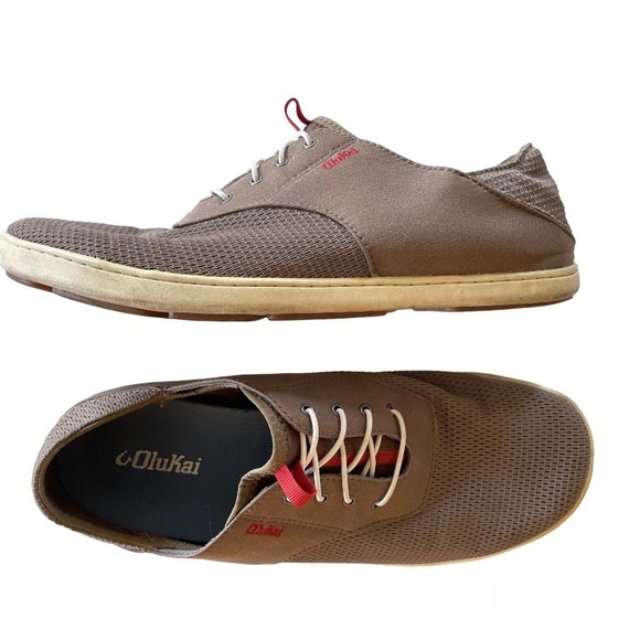 OluKai | Shoes | Olukai Tan Brick Red Fabric Sneakers Nohea Moku ...
